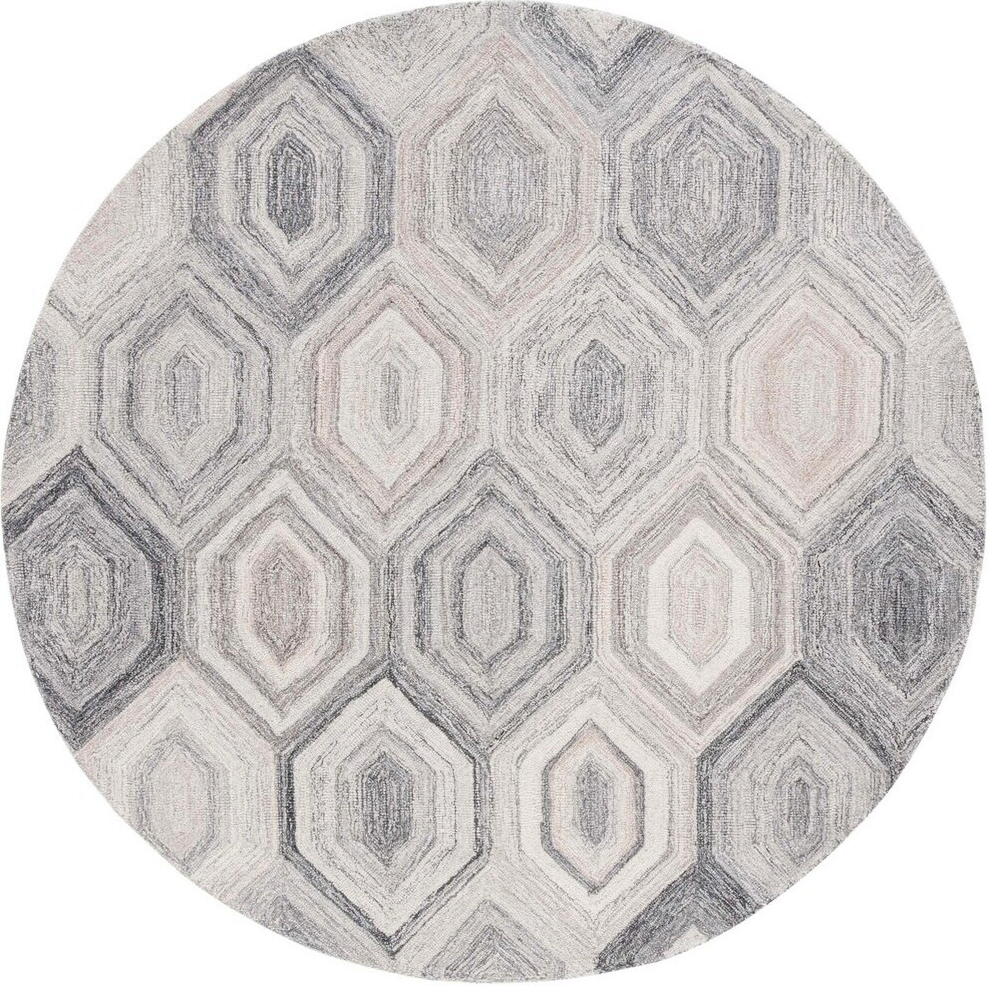 Abstract Hand Tufted Natural and Grey 6' x 6' Round Rugs by Safavieh ...