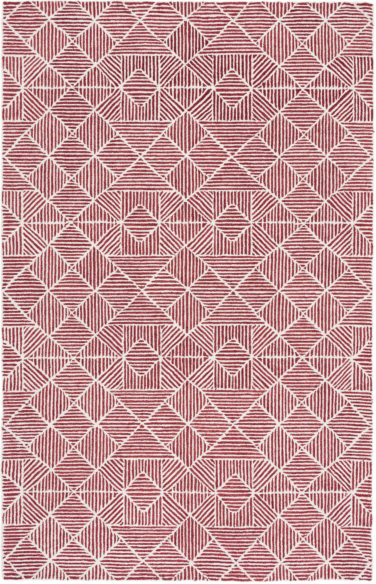 Abstract Hand Tufted Red and Ivory 4' x 6' Small Rectangle Rugs ABT763Q ...