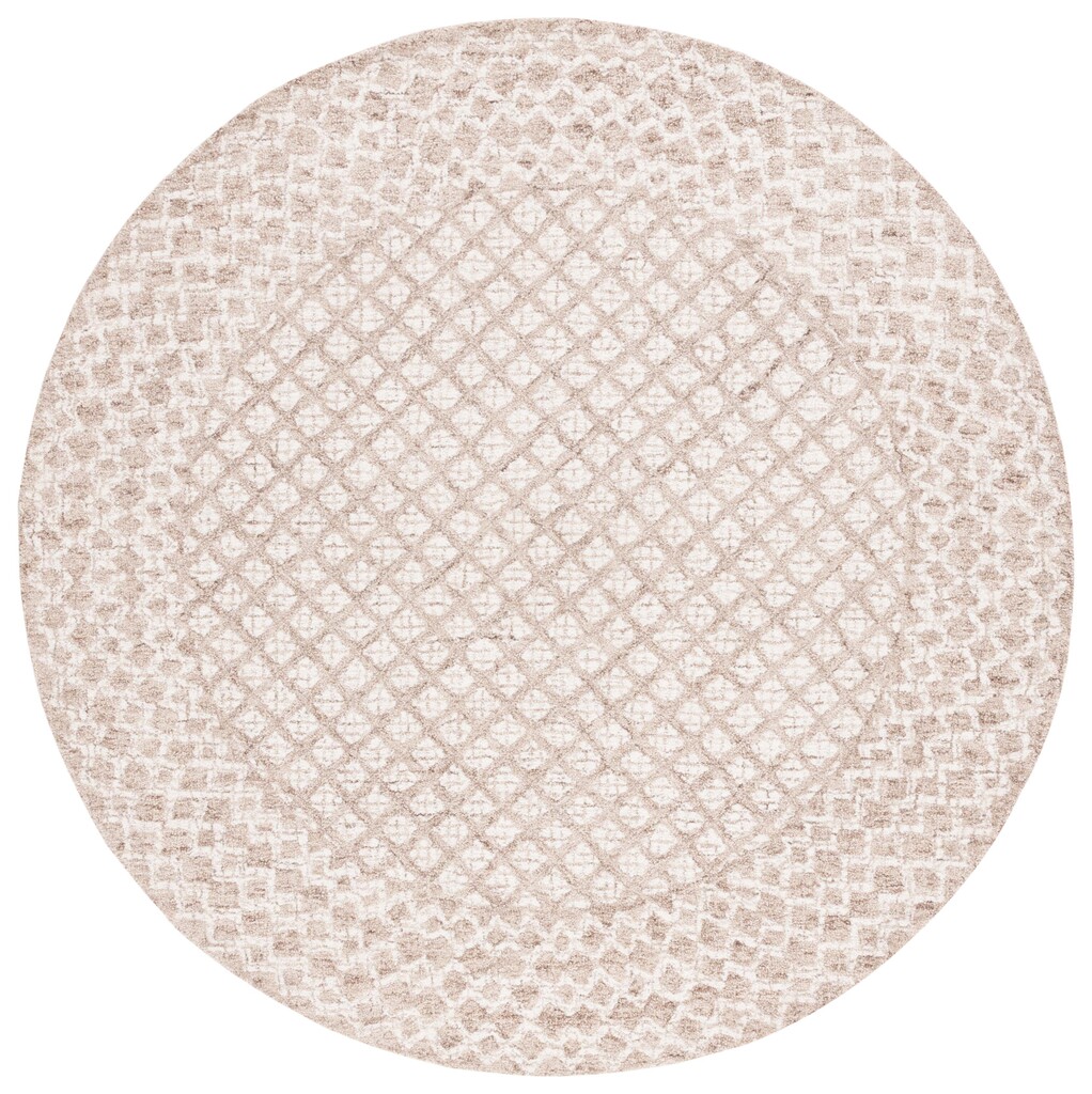 Abstract Oriental 6' x 6' Round Area Rug In Ivory and Brown by Safavieh ...