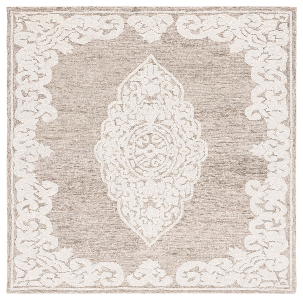 Abstract Oriental 6' x 6' Square Area Rug In Beige and Ivory by ...