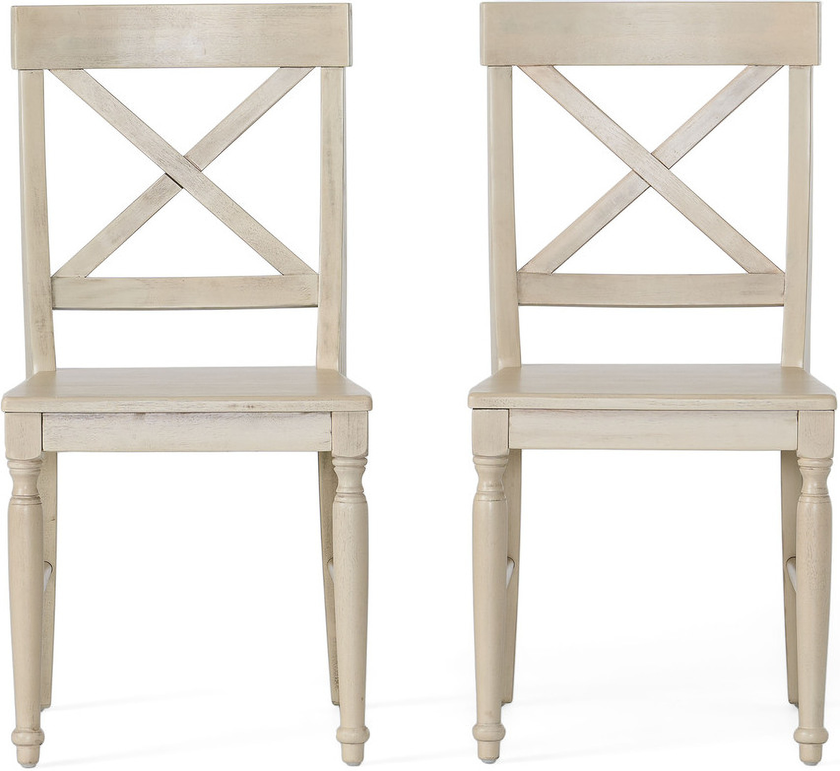 Acacia Wood Dining Chair with X-Shaped Back Set of 2 In Antique White ...