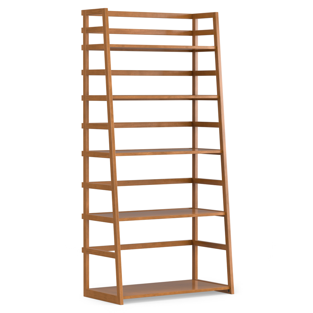 Acadian Solid Wood Ladder Shelf Bookcase In Light Golden Brown by ...