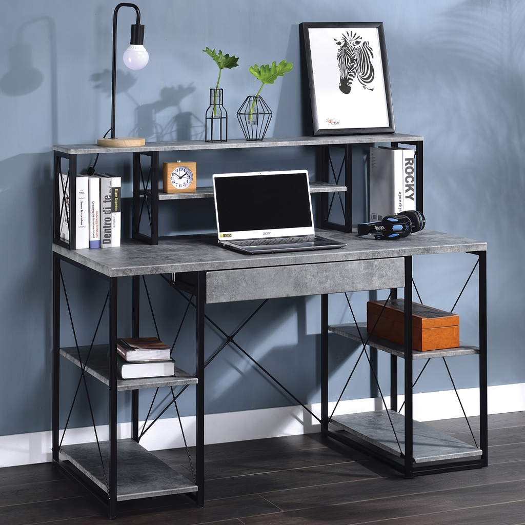 Acme Amiel Music Recording Studio Desk In Faux Concrete And Black ...