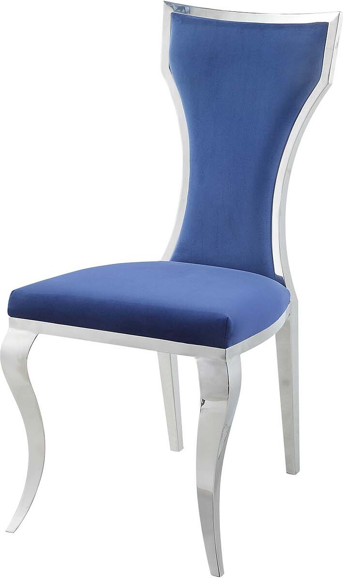 Acme Azriel Side Chair Set of 2 In Blue Velvet and Mirrored Silver ...