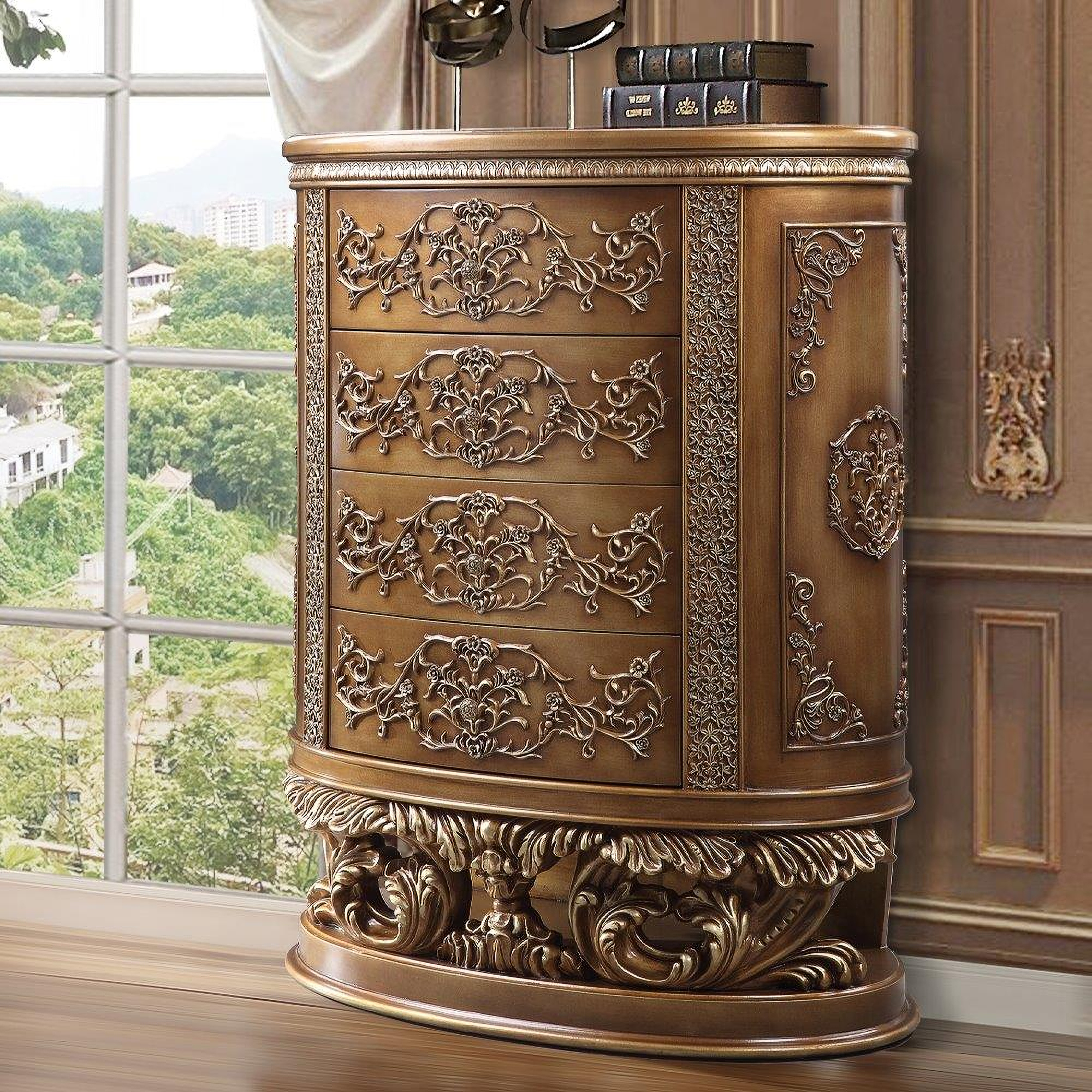 Acme Constantine Chest In Brown and Gold Finish | 1StopBedrooms