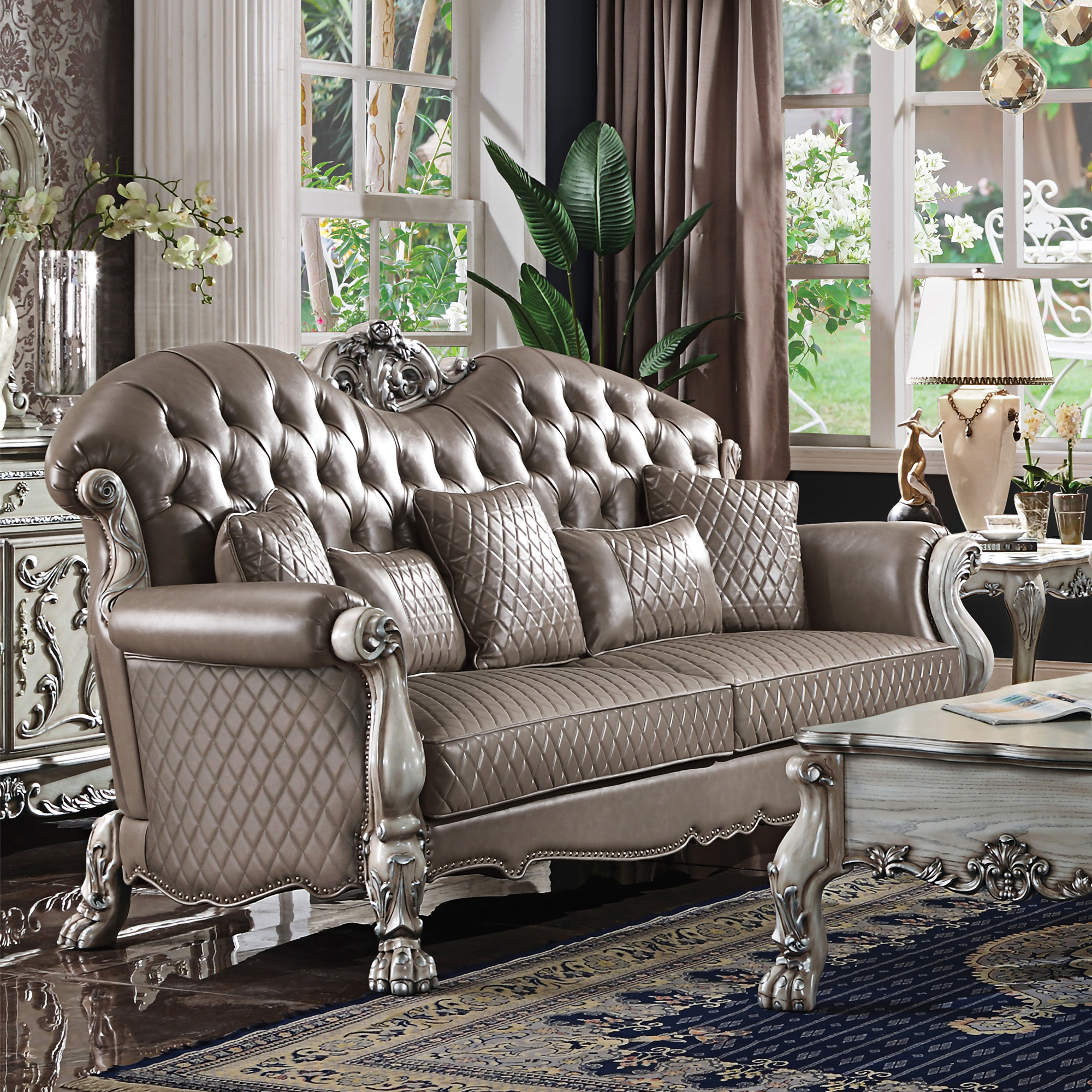 Dresden Sofa With 5 Pillows In Bone White by ACME | 1StopBedrooms