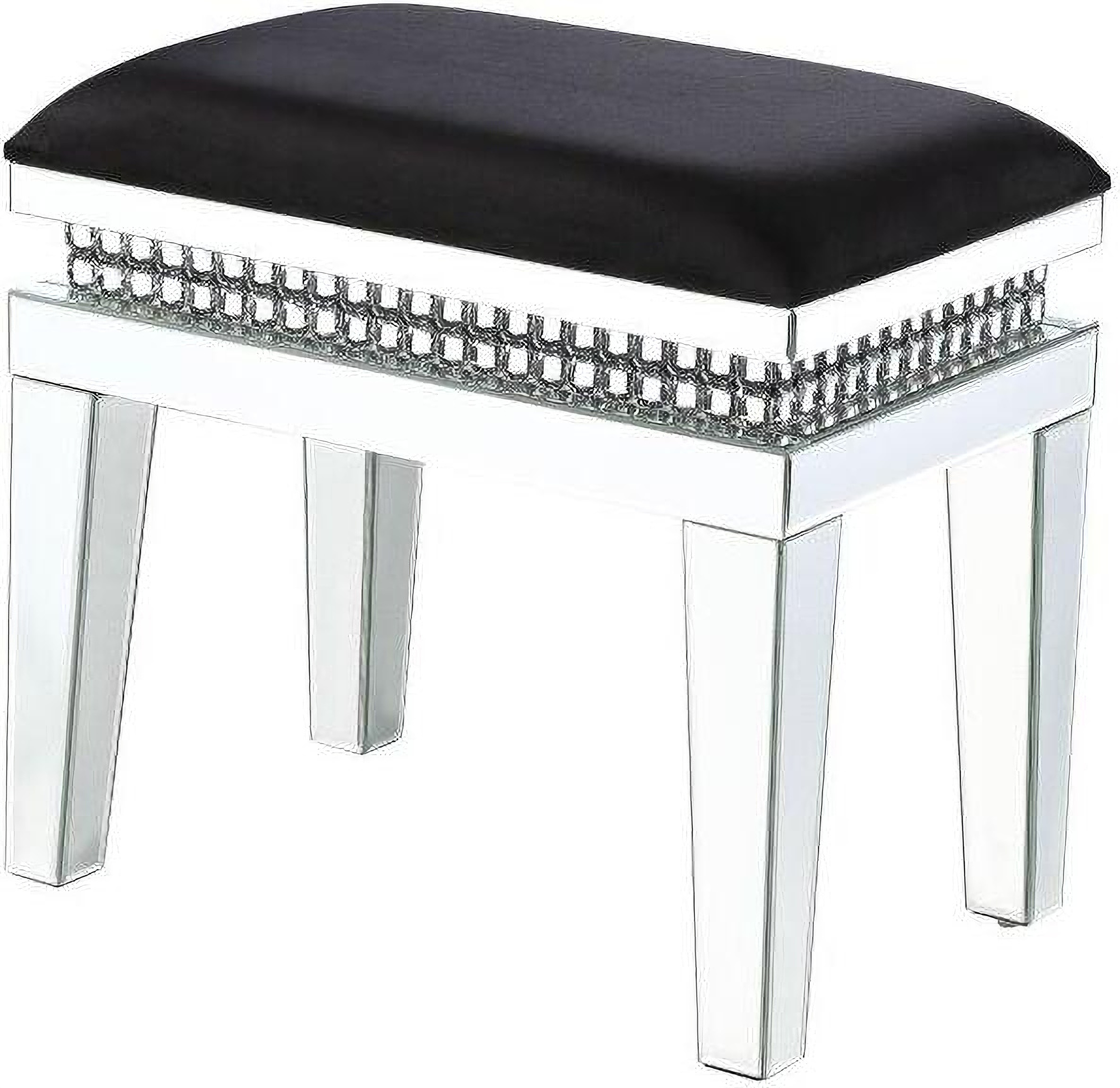 Acme Lotus Vanity Stool In Black Fabric | 1StopBedrooms