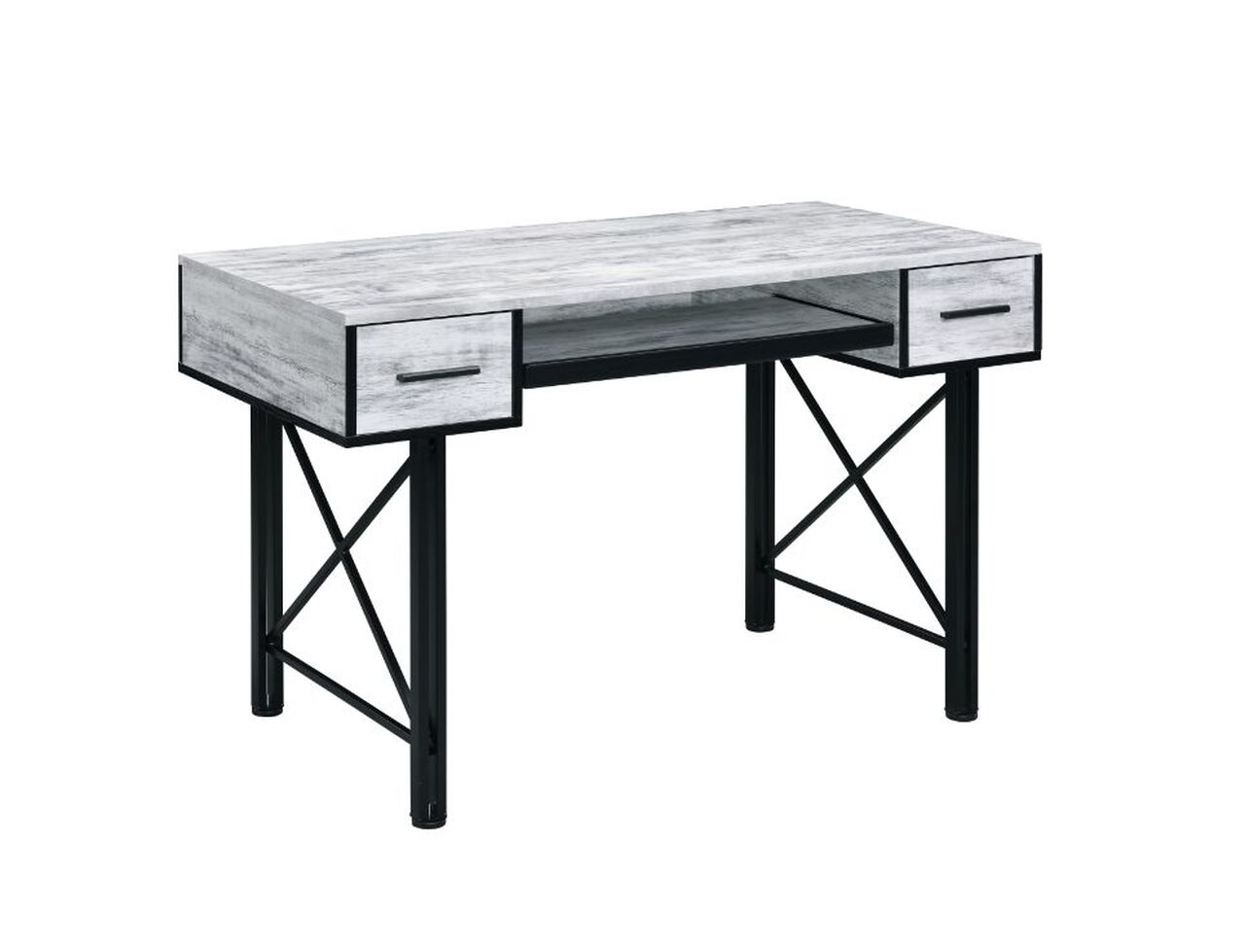 Acme Settea Computer Desk In Antique White And Black Finish | 1StopBedrooms
