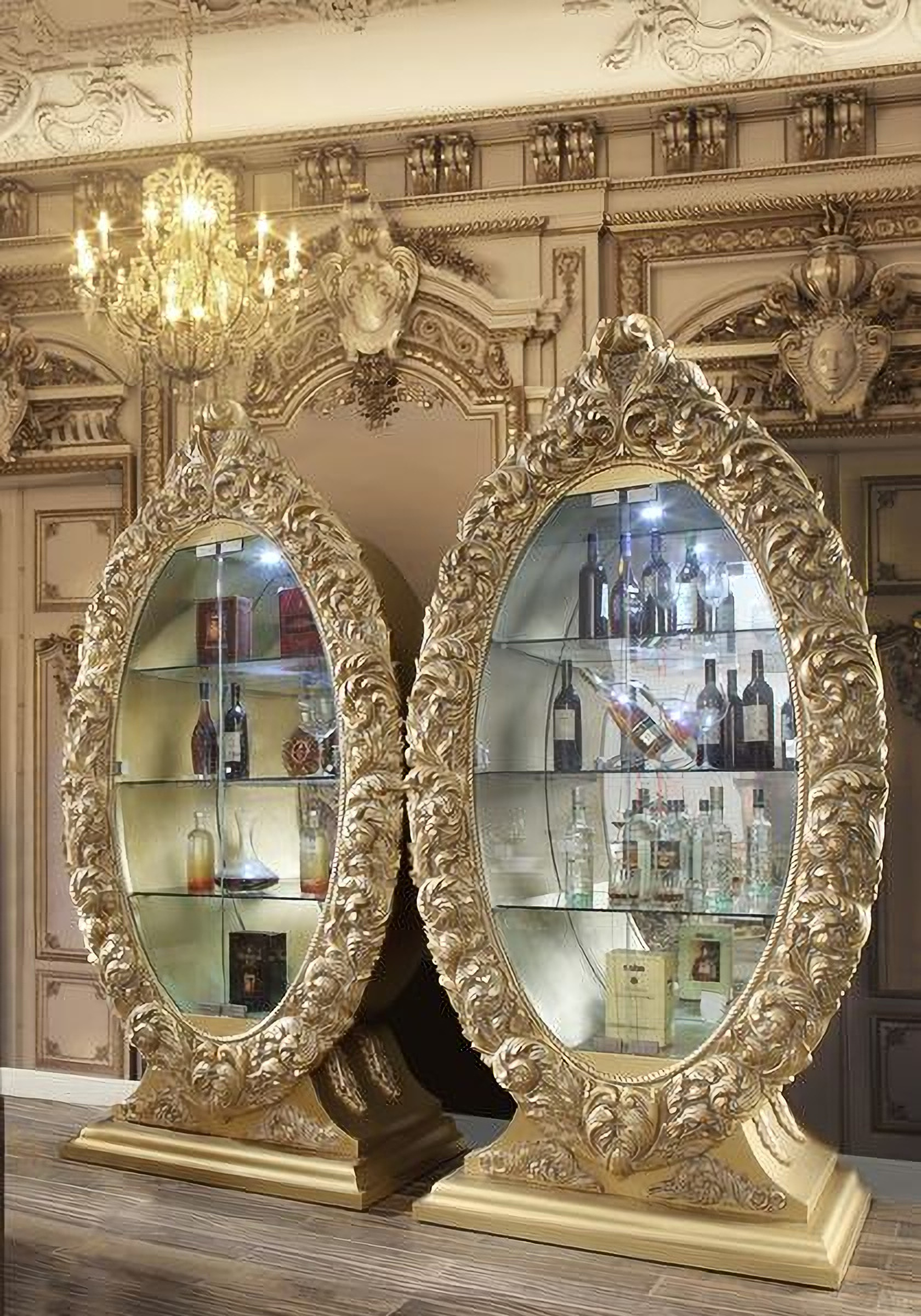 Acme Seville Curio In Gold Finish | 1StopBedrooms