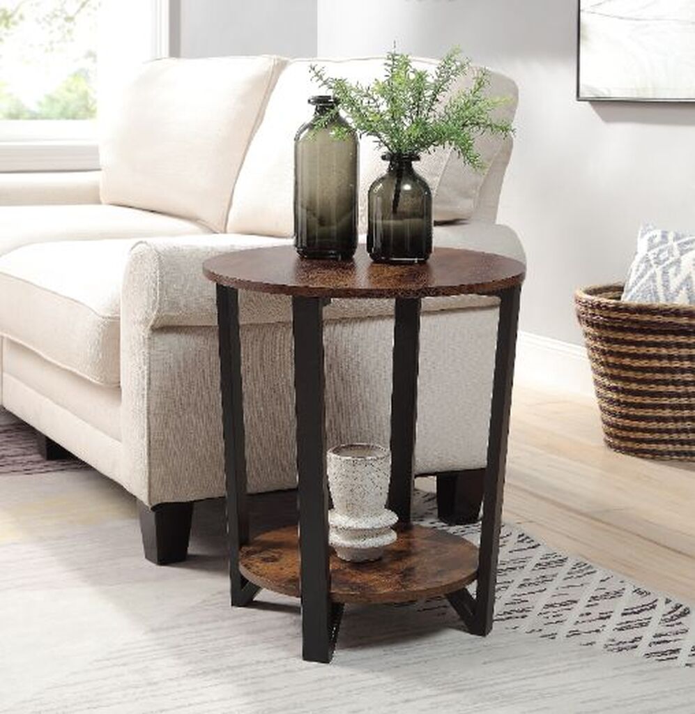 Taurus Accent Table In Rustic Oak and Black by ACME | 1StopBedrooms