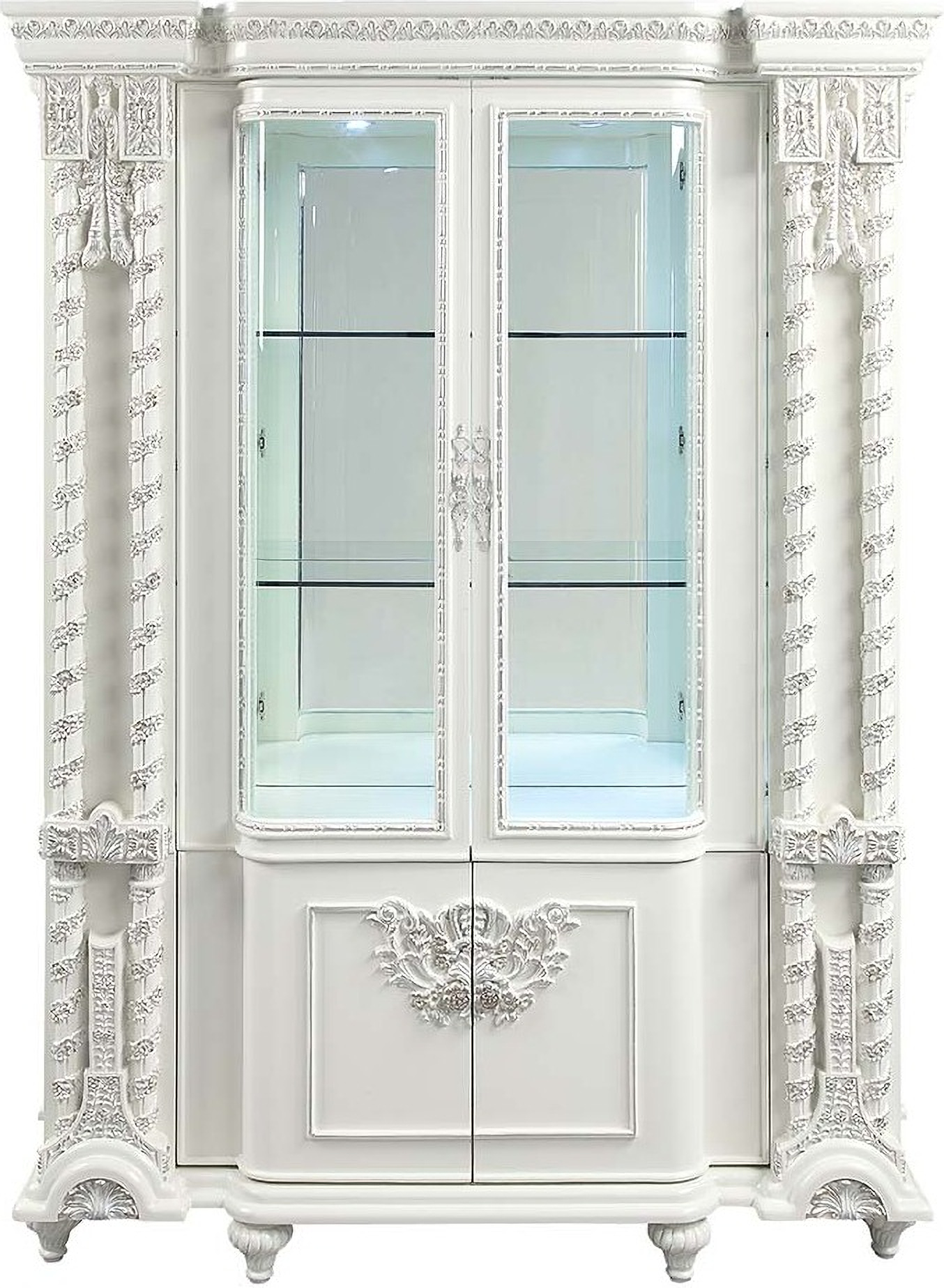 Acme Vanaheim Curio In Antique White Finish | 1StopBedrooms