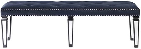 Varian II Bench In Black Velvet And Black And Sliver Finish by ACME | 1StopBedrooms