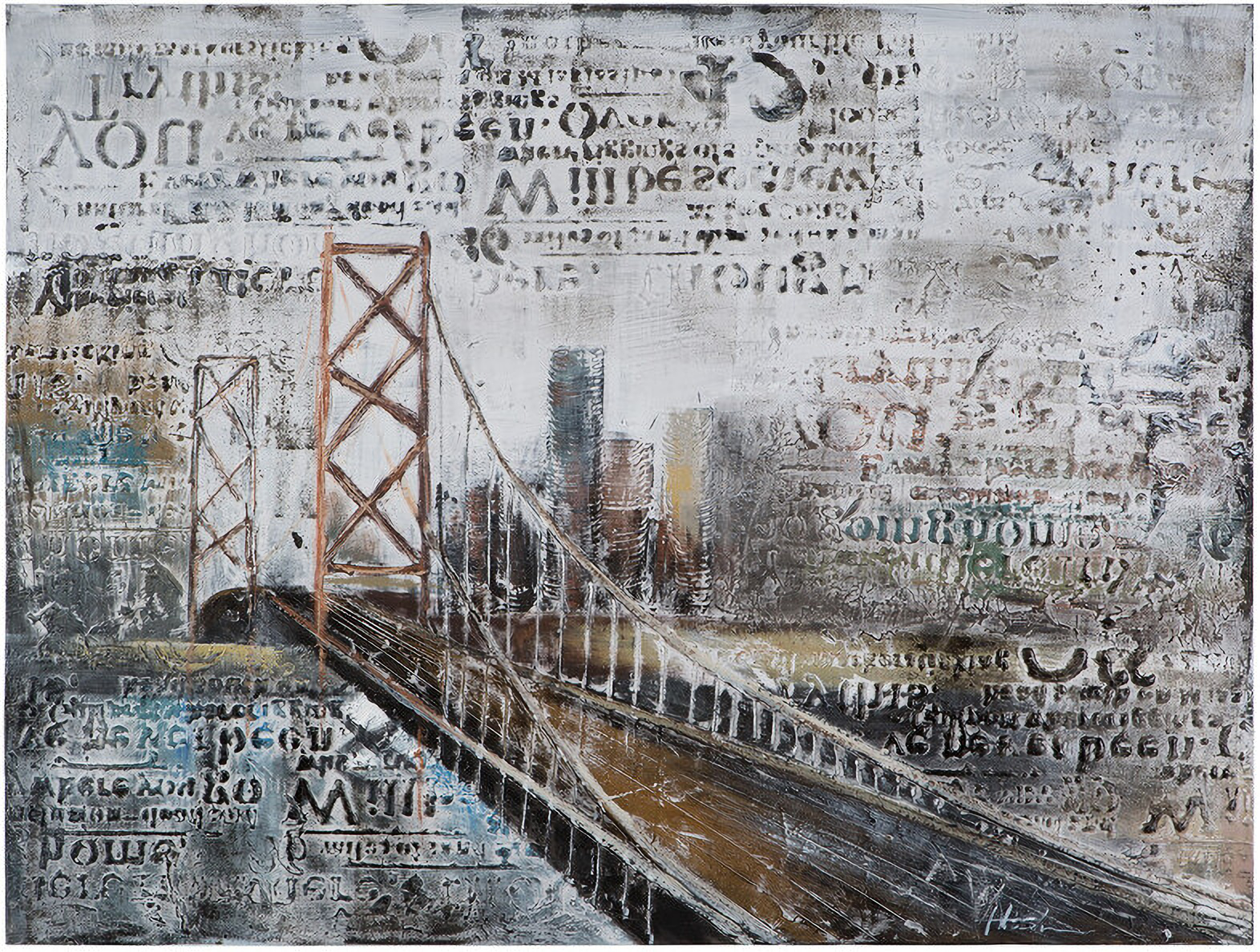 Across The Bridge Wall Art In Grey by Yosemite Home Decor | 1StopBedrooms