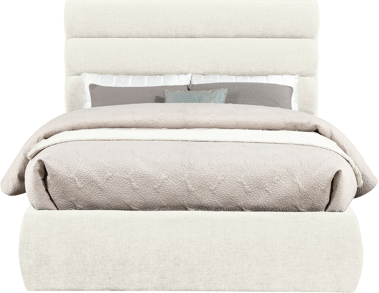 Adam Chenille Fabric Full Bed In Cream Chenille by Meridian | 1StopBedrooms