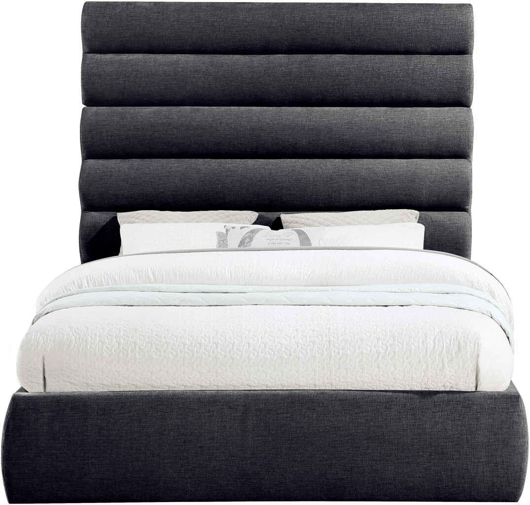 Adam Chenille Fabric Queen Bed In Black by Meridian | 1StopBedrooms