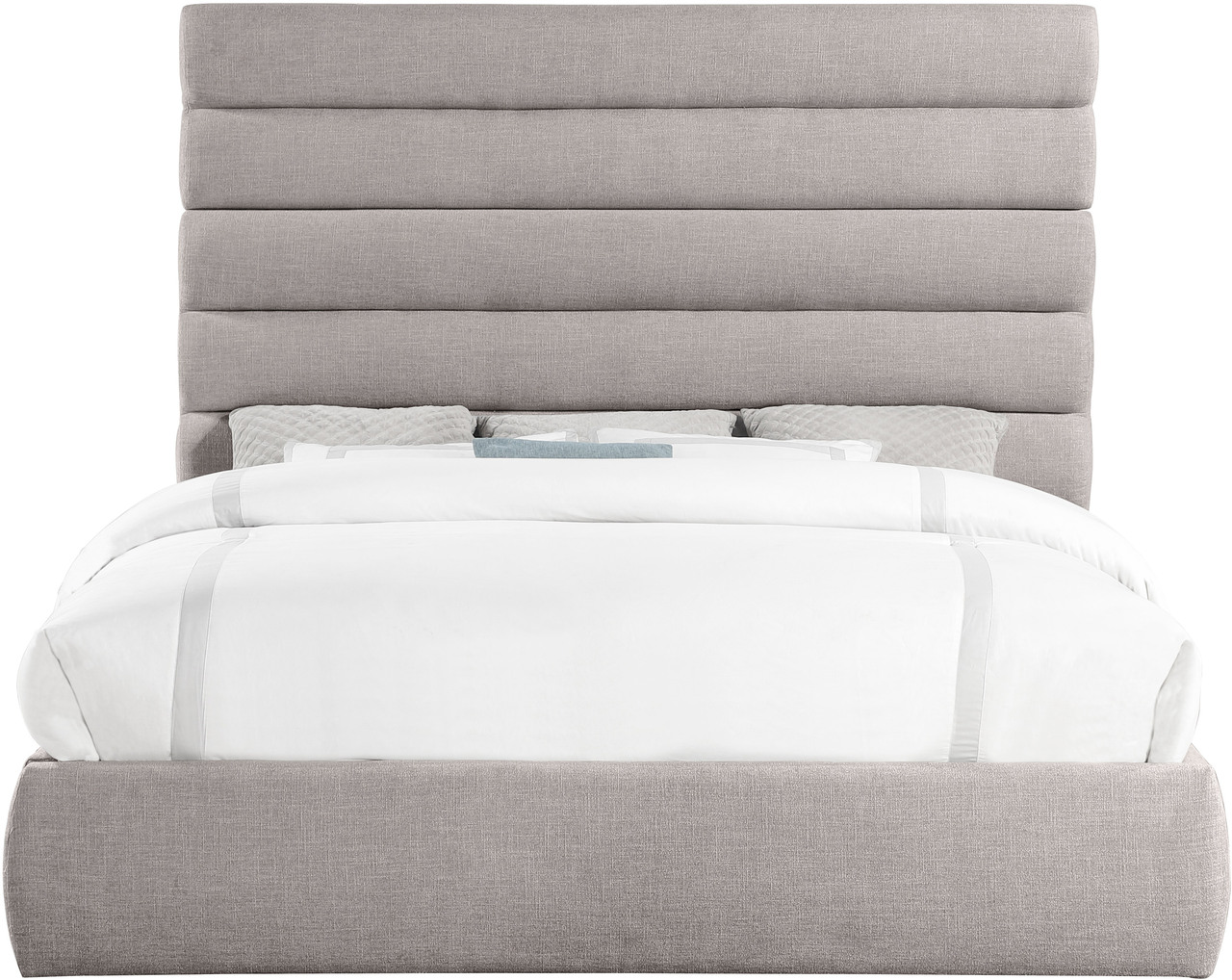 Adam Linen Textured Fabric King Bed In Taupe by Meridian | 1StopBedrooms