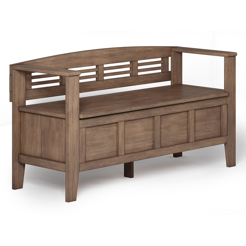 Adams Solid Wood Entryway Storage Bench In Rustic Natural Aged Brown by ...