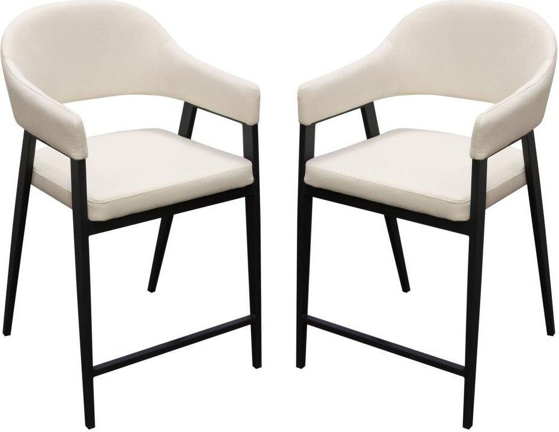 Adele Set Of Two Counter Height Chairs In Cream Fabric With Black ...