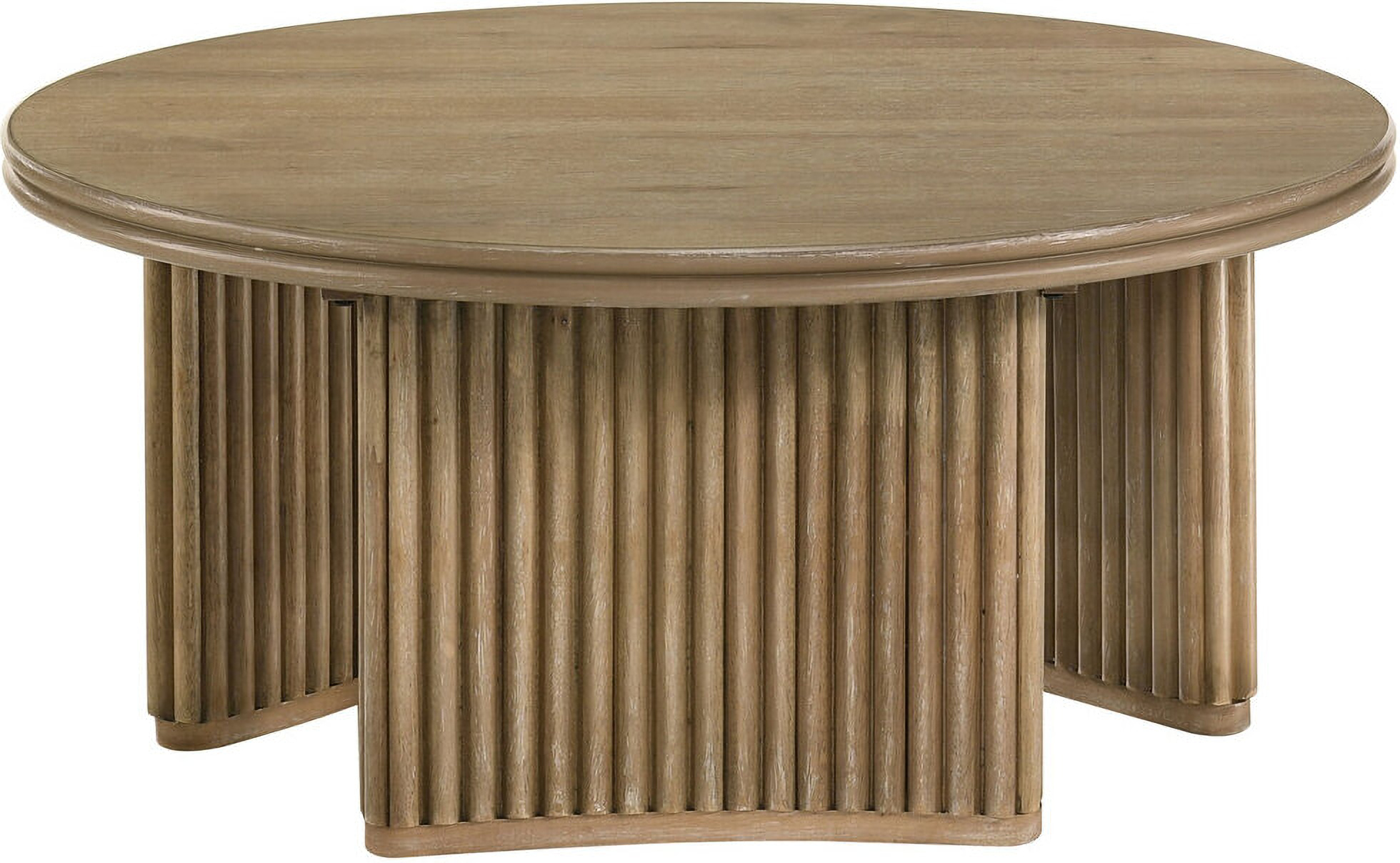 Adina 36-Inch Round Wood Coffee Table In Distressed Light Brown by ...