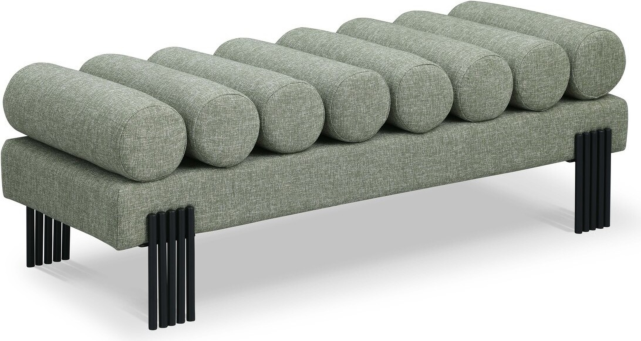 Akeela Linen Textured Fabric Bench In Green by Meridian | 1StopBedrooms