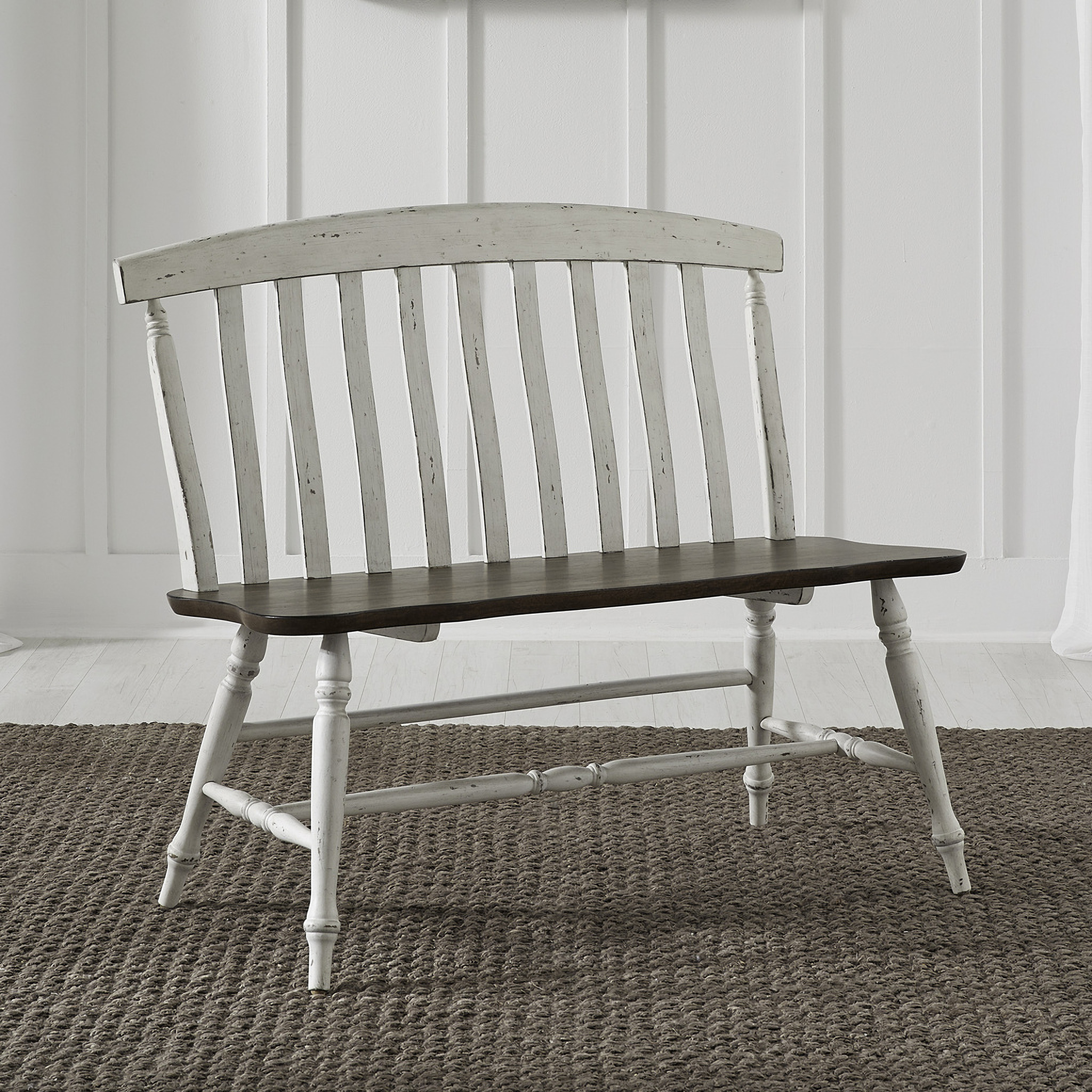 Al Fresco Slat Back Bench In Graphite and White by Liberty | 1StopBedrooms