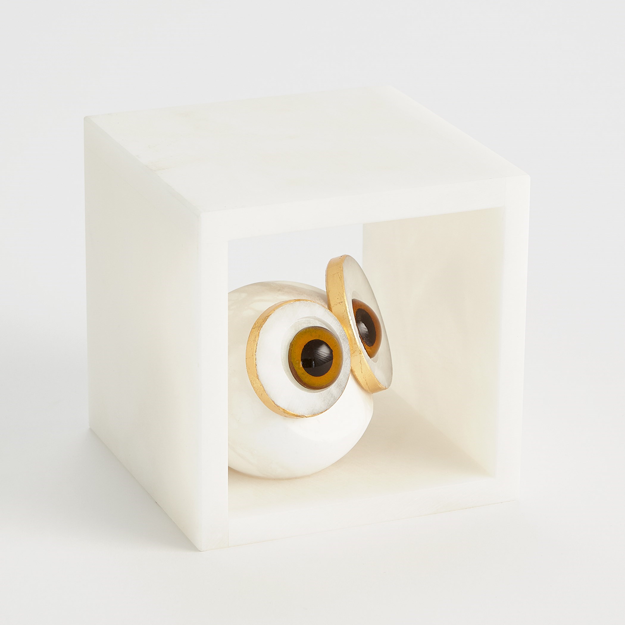 Alabaster Big Eyed Small Owl In Cube by Global Views | 1StopBedrooms