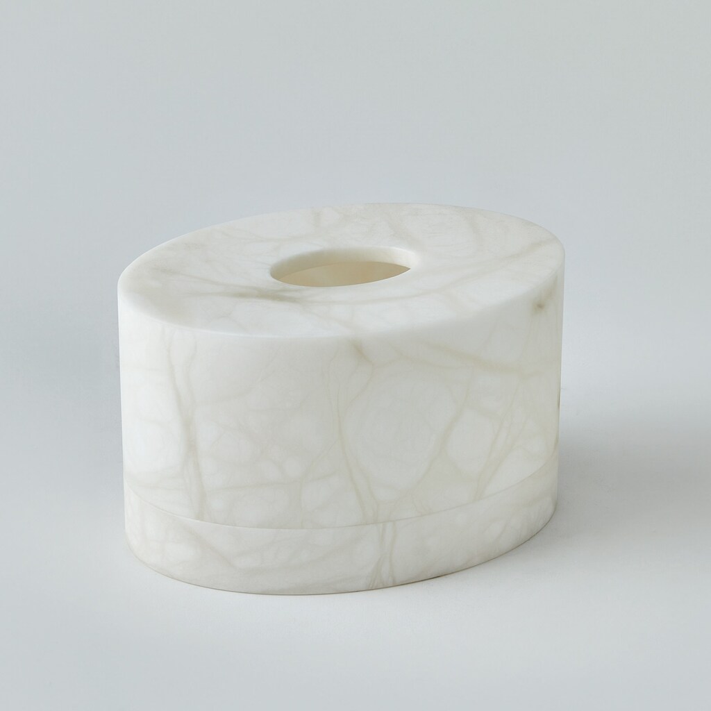 Alabaster Oval Tissue Box In Brown by Global Views | 1StopBedrooms