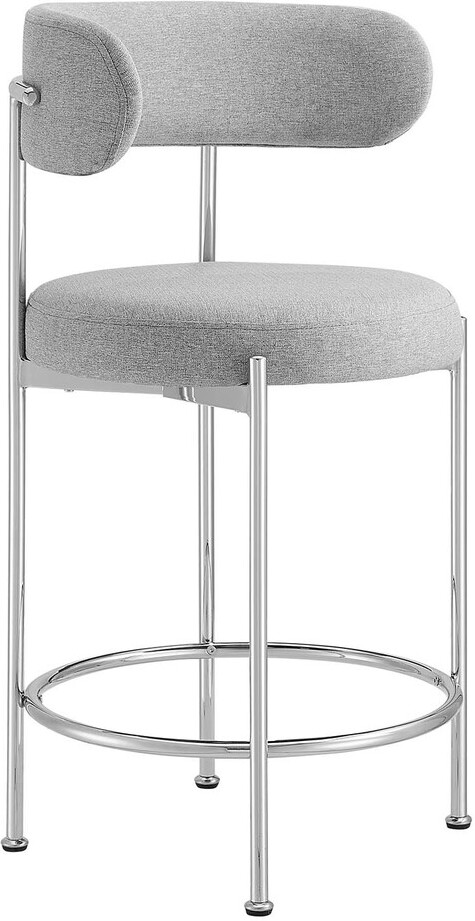 Albie Fabric Counter Stools Set of 2 In Gray/Silver by Modway ...