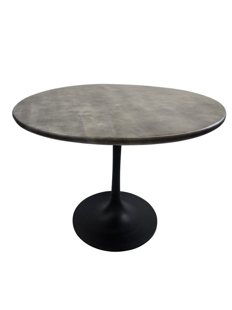 Alden Wood Top 36 Inch Round Dining Table In Fog Gray Top and Black ...