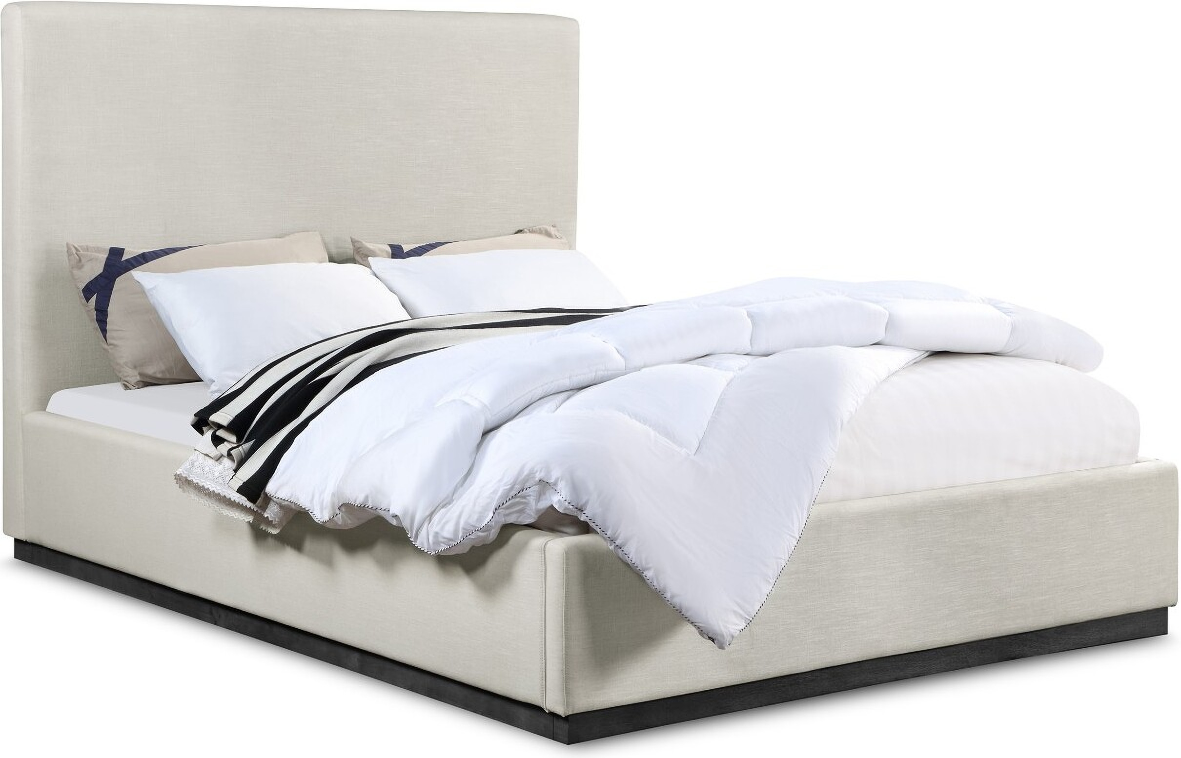 Alfie Textured Fabric Queen Bed In Beige Linen by Meridian | 1StopBedrooms