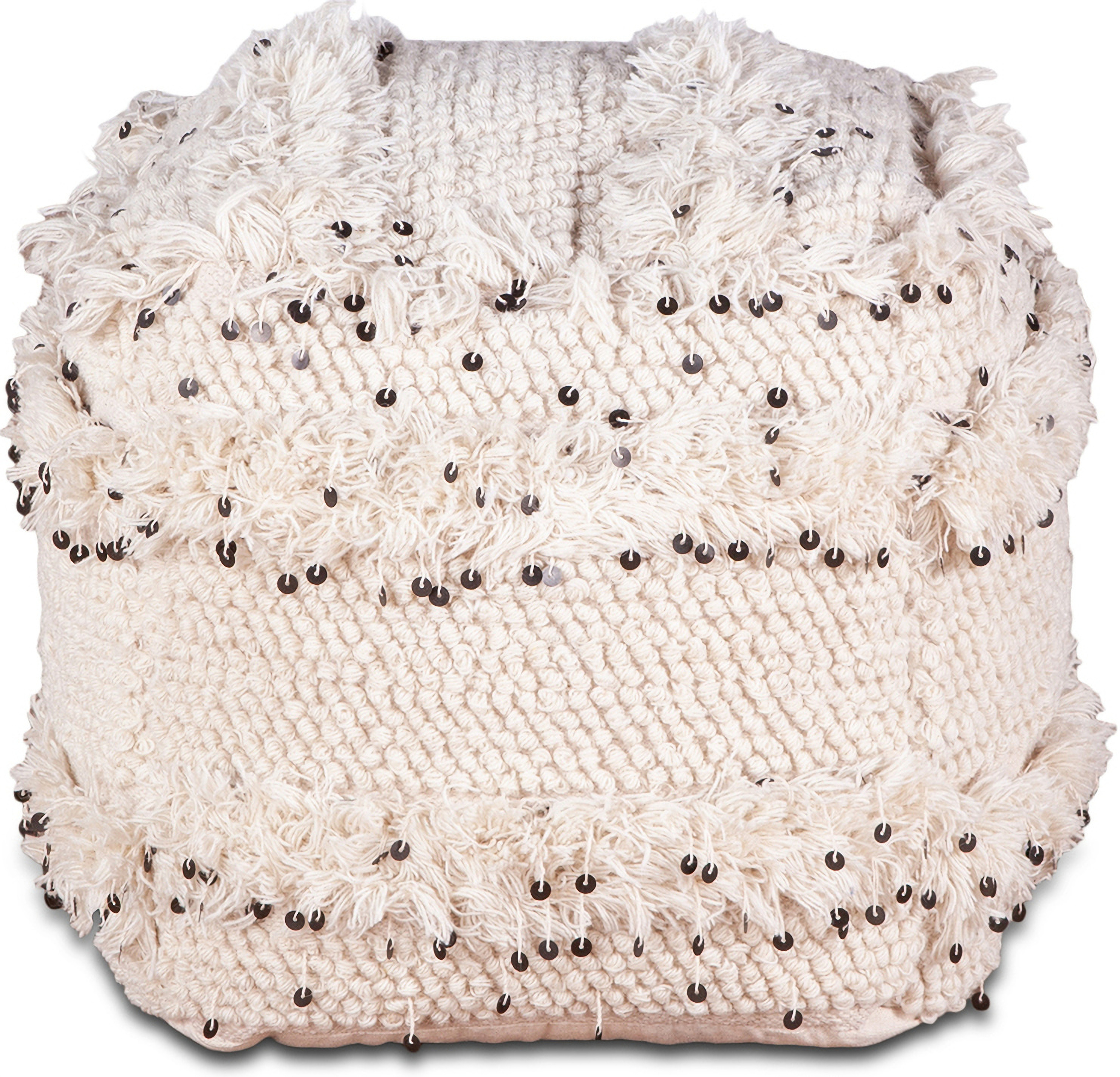 Algiers Square Ottoman In Sequined Cream Fabric by Home Trends and ...