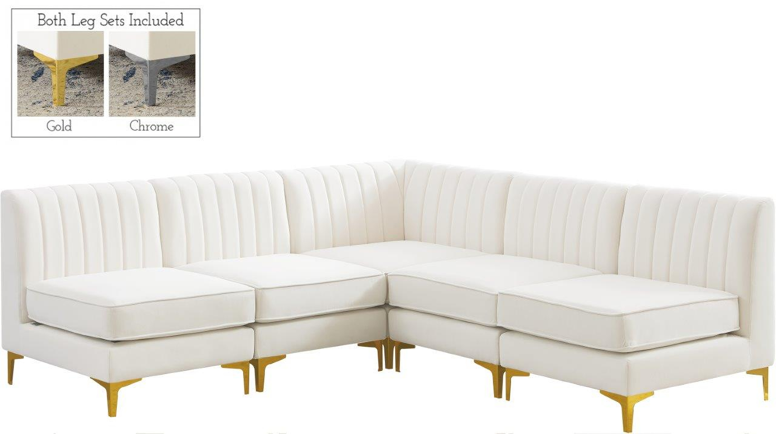 Alina Velvet Modular Sectional In Cream by Meridian | 1StopBedrooms