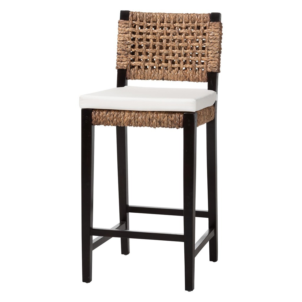 Alise Handwoven Seagrass Bar Stool with Wood Frame In Natural Brown and ...