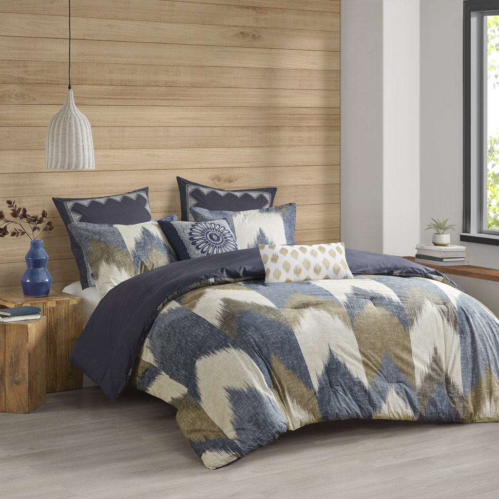 Alpine 3 Piece Comforter Mini Set In Navy by Olliix | 1StopBedrooms