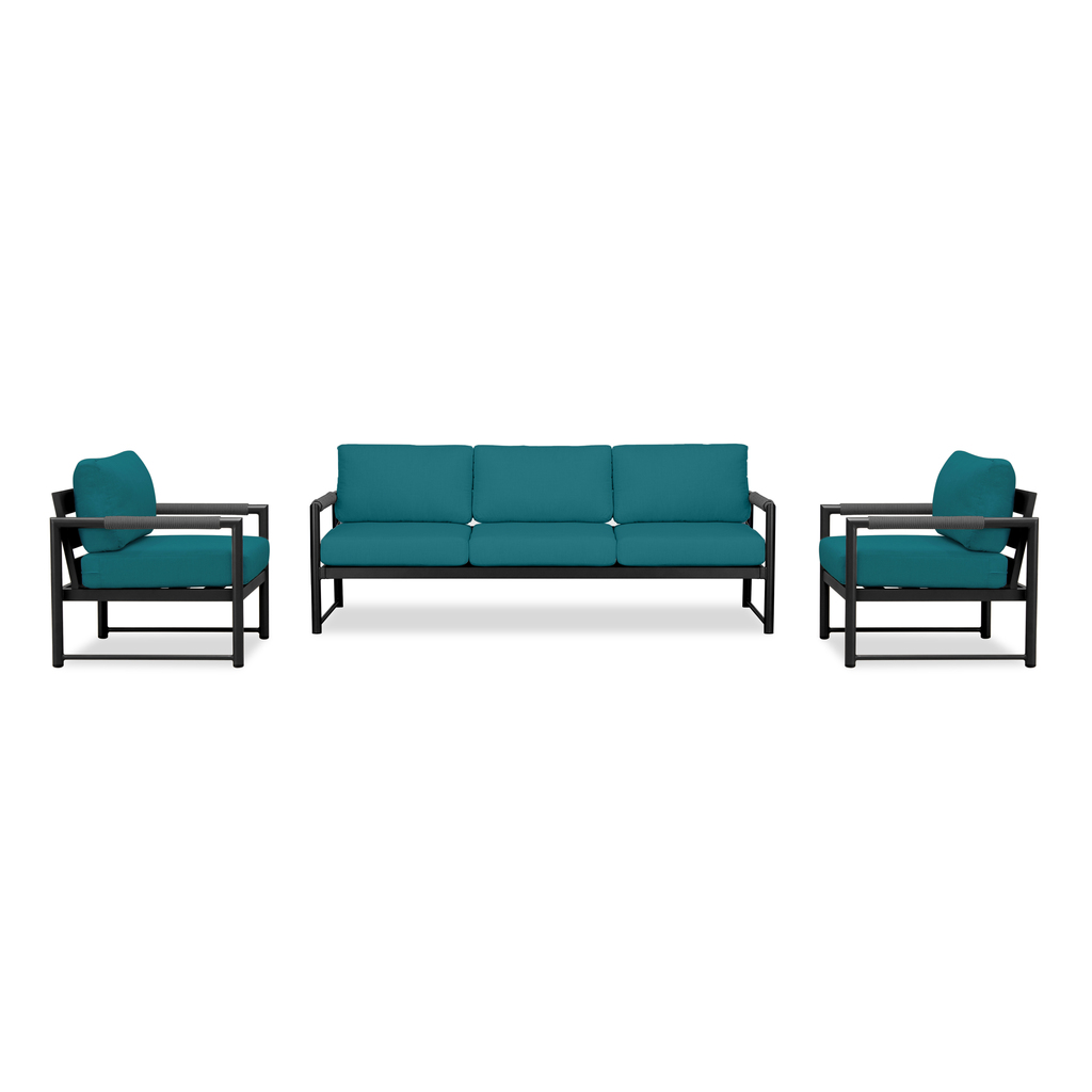 Alto 3 Piece Sofa Club Chair Set In Spectrum Peacock and Black by ...