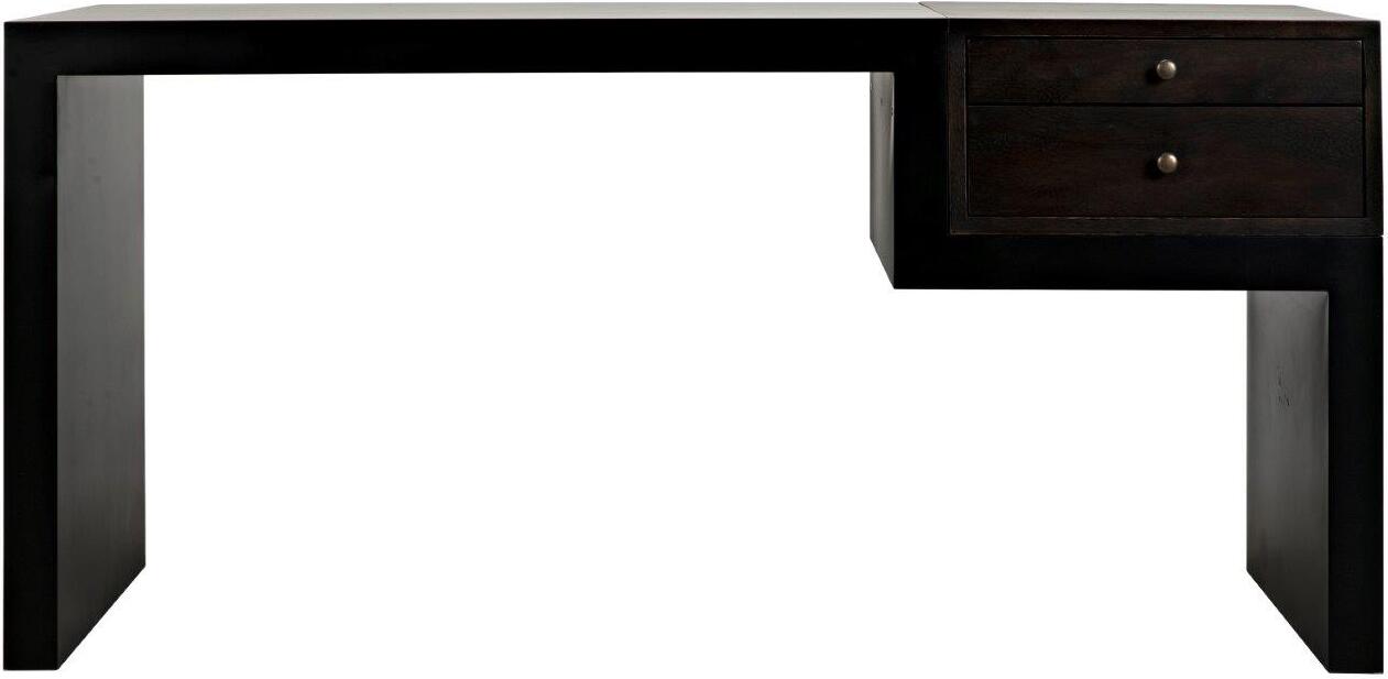 Alvaro Black Steel Desk In Ebony Walnut by Noir | 1StopBedrooms