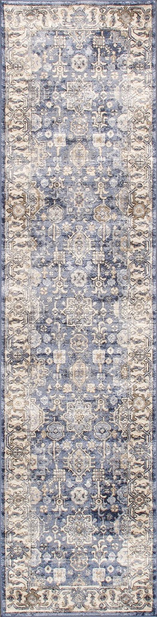 Amadeus Design Power Loom Runner- 2' 6" x 10' In Blue and Ivory by ...