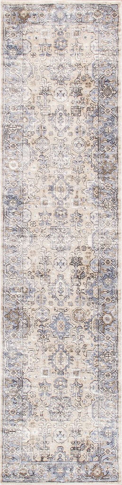 Amadeus Design Power Loom Runner- 2' 6" x 8' In Beige and Blue by ...
