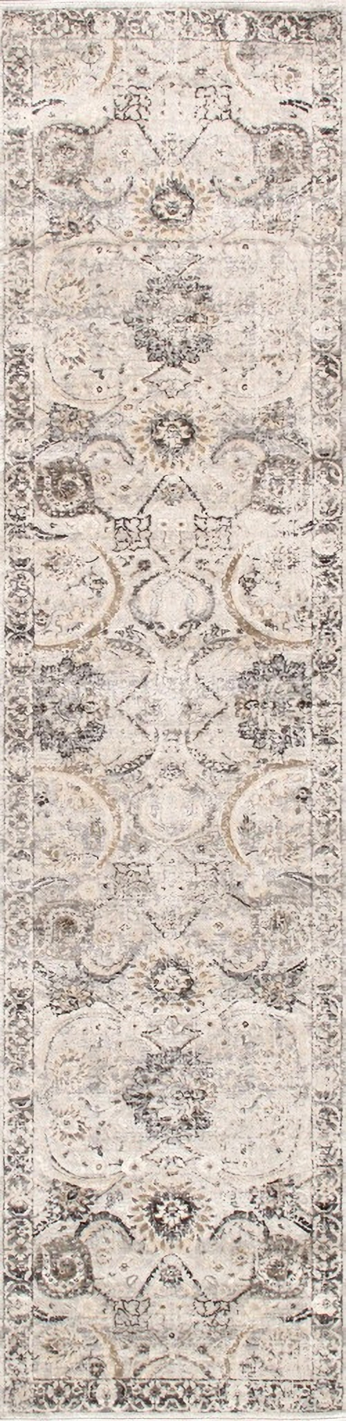 Amadeus Design Power Loom Runner- 2' 6" x 8' In Ivory and Silver by ...