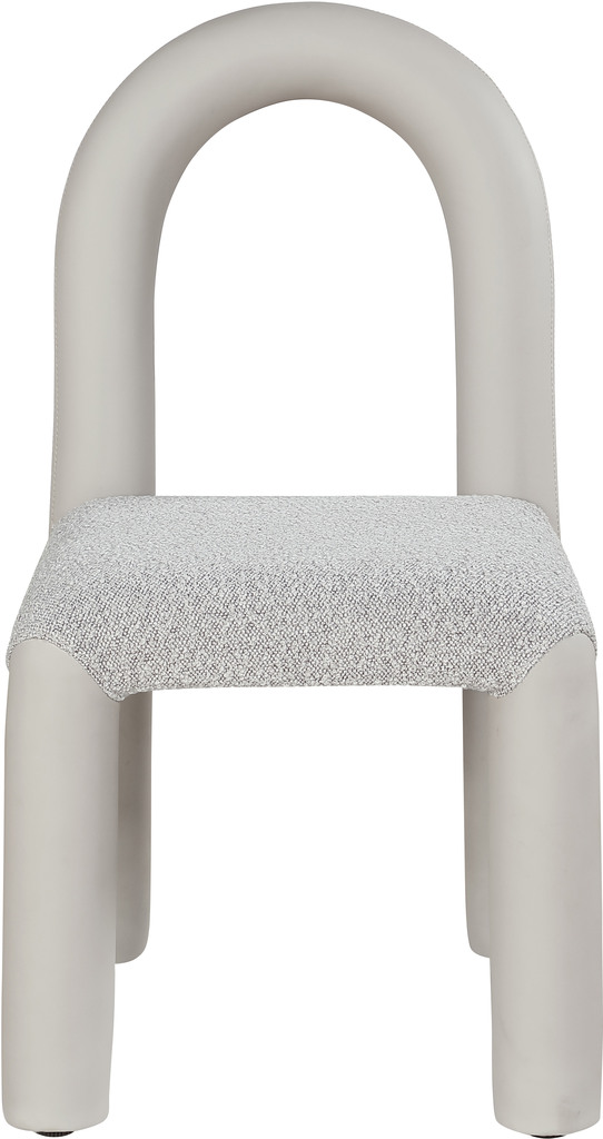 Amari Vegan Leather and Boucle Fabric Dining Chair Set of 2 In Taupe by ...