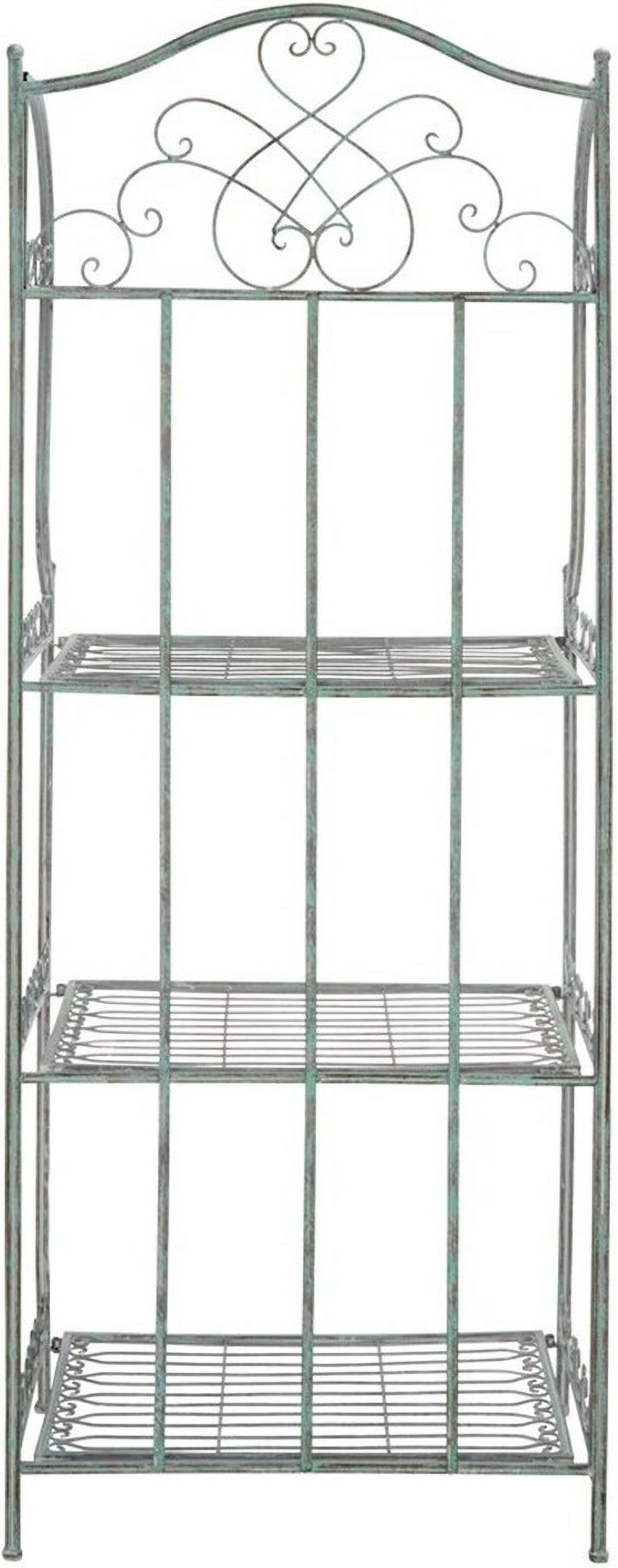 Amaris Wrought Iron 4 Tier Outdoor Bakers Rack in Antique Green by ...