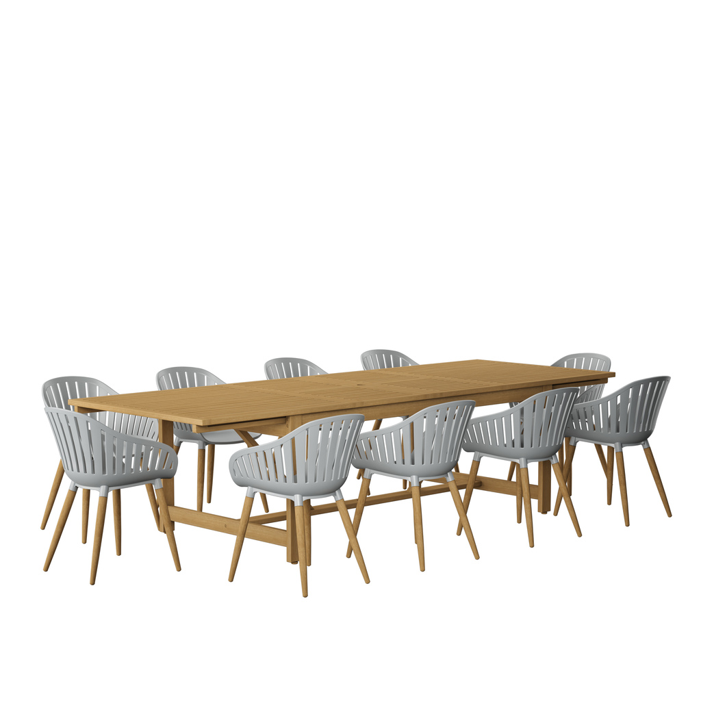 Amazonia Billy 11 Piece Rectangular Patio Dining Set In Grey By 0524