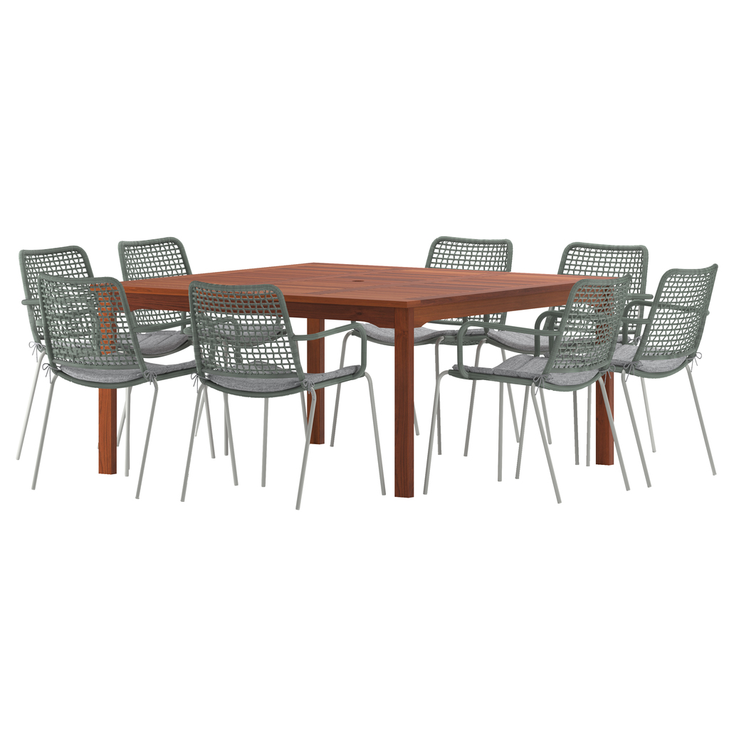 Amazonia Lucas 9-Piece Square Patio Dining Set In Grey by International ...