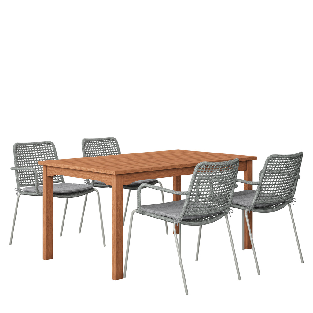 Amazonia Mike 5-Piece Rectangular Patio Dining Set In Grey by ...