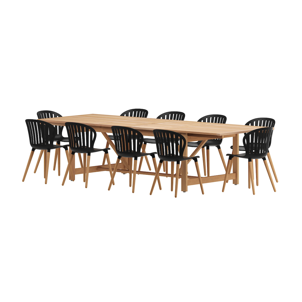 Amazonia Seasidehaven 11 Piece Rectangular Patio Dining Set In Black By 7402
