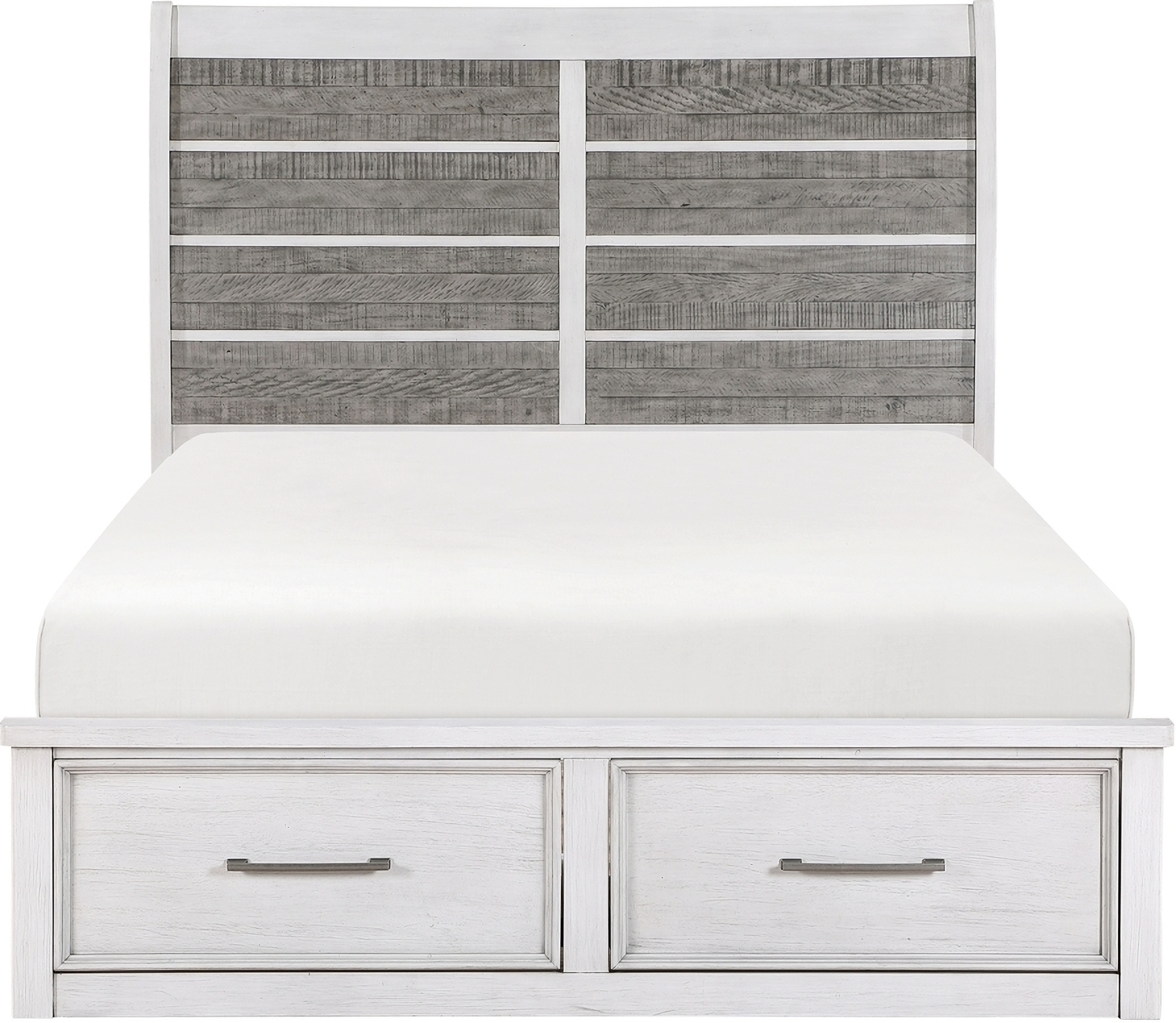 Ambrose Eastern King Platform Bed with Footboard Storage In Gray and White by Homelegance ...