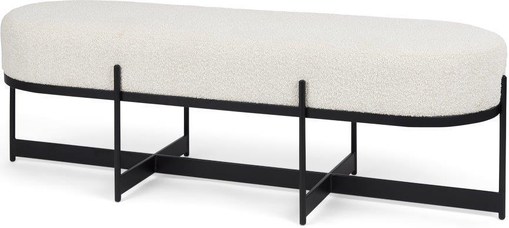 Amelia Cream Boucle With Black Metal Upholstered Bench by Mercana ...