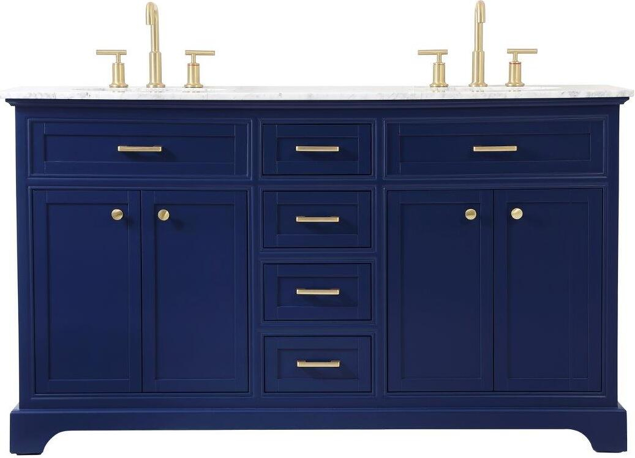 Americana 60 Inch Double Bathroom Vanity In Blue by Elegant Lighting ...