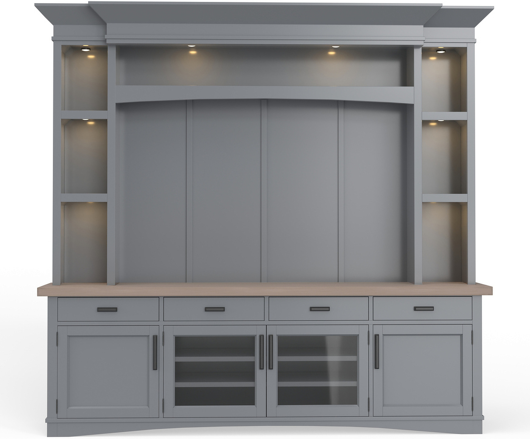 Americana Modern 92 Inch TV Console with Hutch Back Panel and Led ...