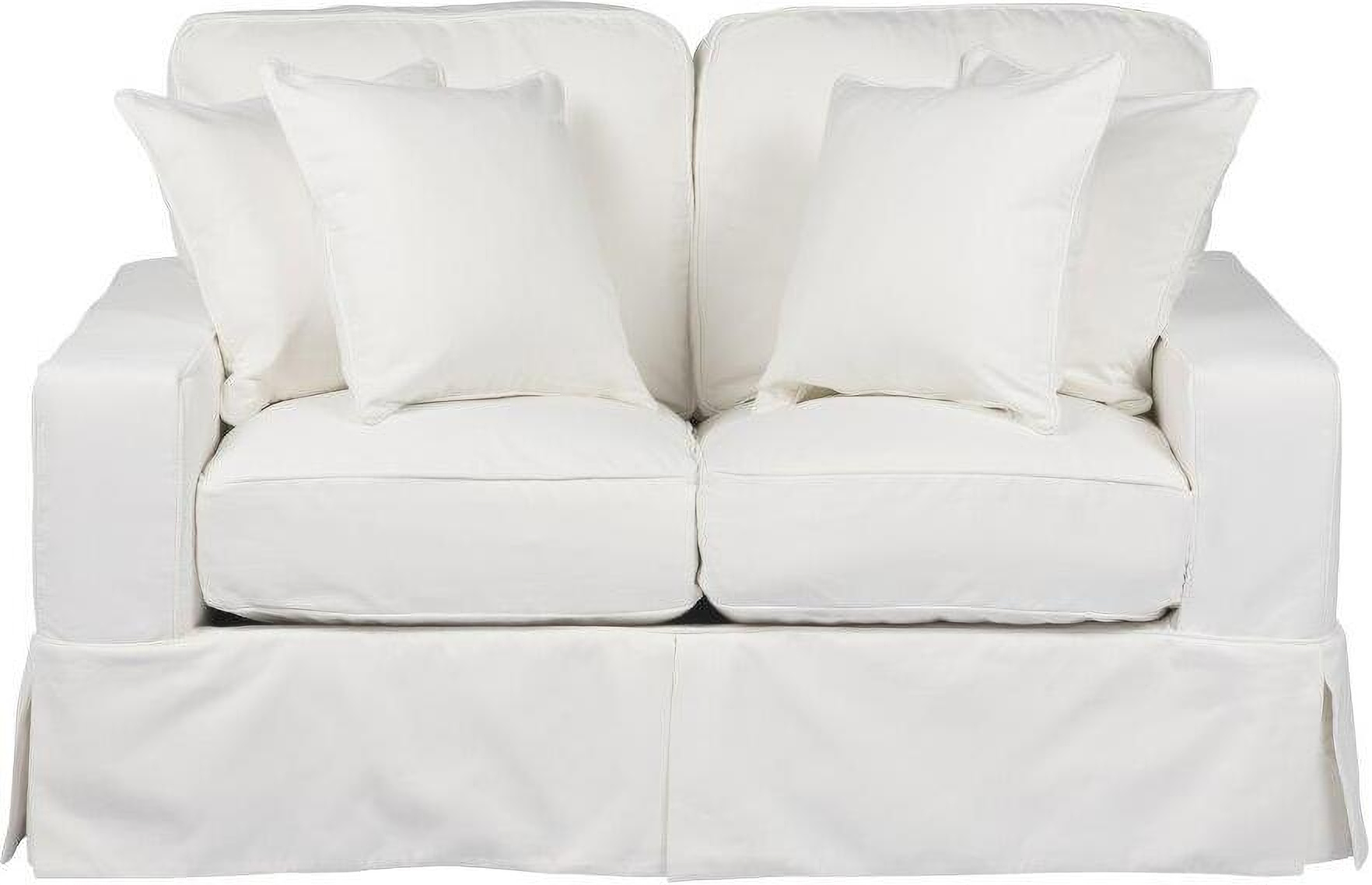 Americana White Box Cushion Slipcovered Loveseat by Sunset Trading ...